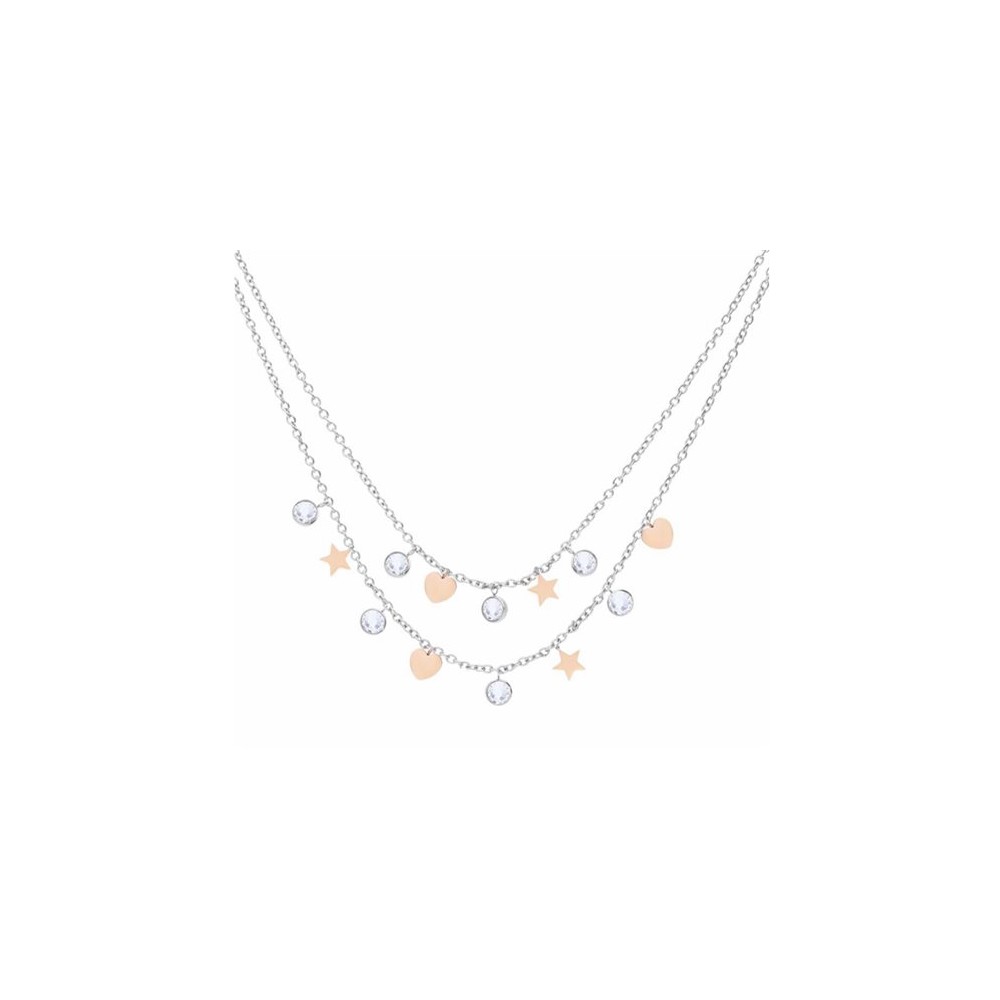 Double Stroli Super Chic Wow women's necklace 1673326 steel hearts and ...